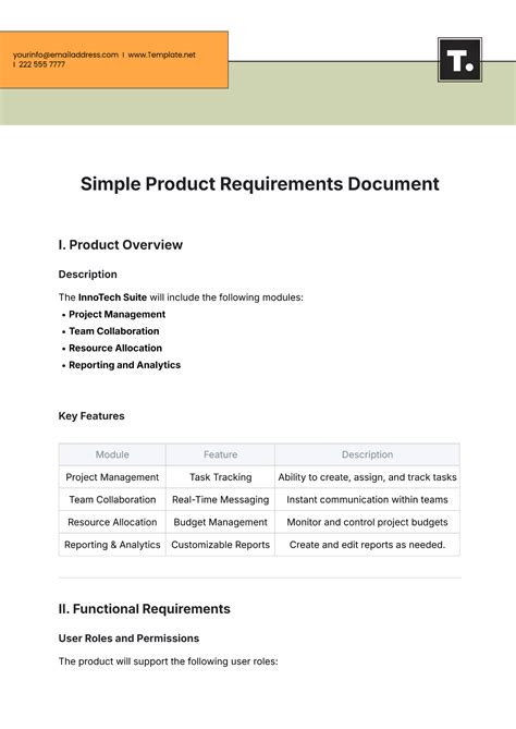 Free Product Manager Requirements Document Template Edit Online And Download