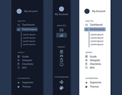Side Navigation Ui Projects Photos Videos Logos Illustrations And Branding Behance
