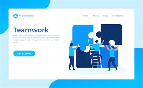 팀워크 방문 페이지 프리미엄 벡터