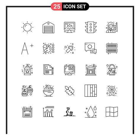 Universal Icon Symbols Group Of 25 Modern Lines Of Navigation Traffic Shipping Light Social