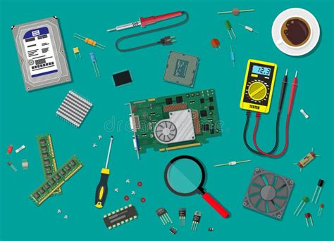 Assembling Pc Personal Computer Hardware Stock Vector Illustration