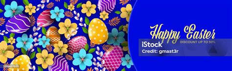 해피 부활절 휴일 축하 배너 전단지 또는 장식 계란 인사말 카드 봄에 대한 스톡 벡터 아트 및 기타 이미지 봄 일러스트레이션 4월 Istock