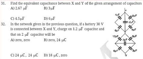 Find The Equivalent Capacitance Between X And Y Of The Given Arrangement