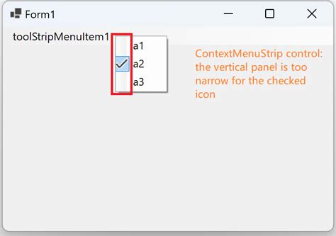 Contextmenustrip Doesnt Scale Well For Its Menu Items Checked Icon