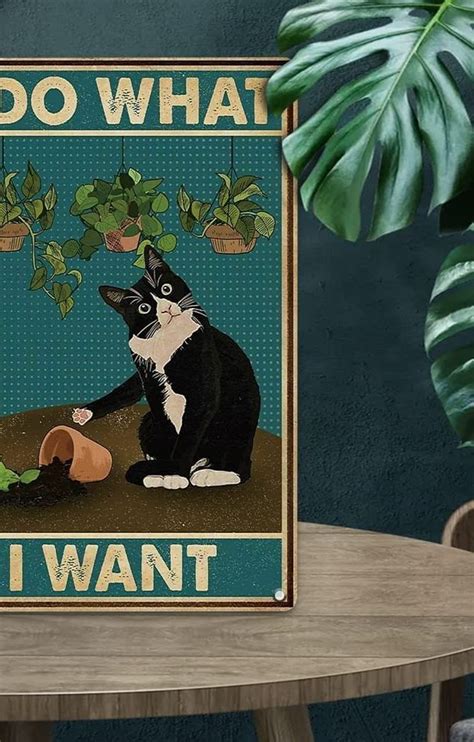 Funny Metal Vintage Cat Poster I Do What I Want 12 X 8 Inches Cat
