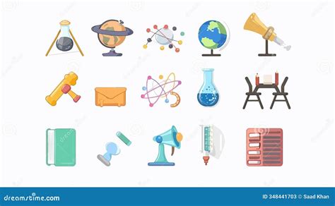 Set Of Subjects Of Science Objects And Symbols Laid Out In The Form Of