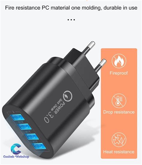 Usb 3 0 4 Port Quick Lader Hvid Usb Oplader Cooltekwebshop Dk