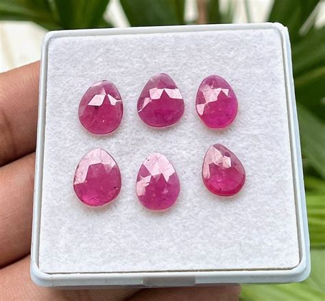 6 Pieces Aaa Natural Gf Ruby Rose Cut Gemstone 10 11 Mm Ruby Flat Back