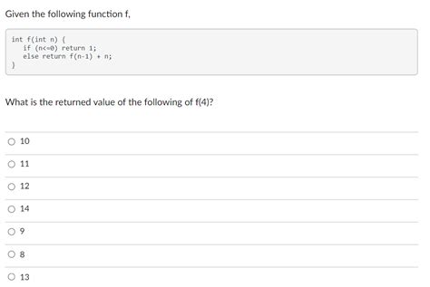 Solved Given The Following Function F Int F Int N If Chegg