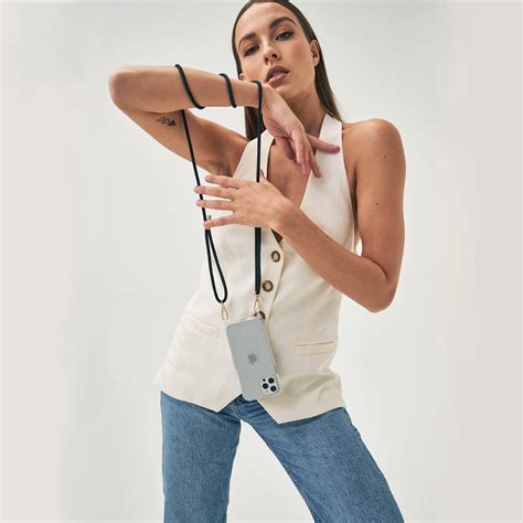 Black Phone Strap Custom Iphone Accessories Crossbody Phone Cases