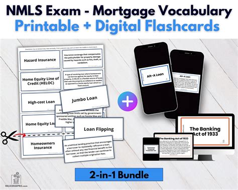 NMLS Exam Flashcards Mortgage Vocabulary 180 NMLS Flashcards Printable Digital Etsy