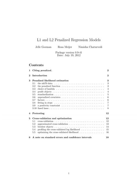 L1 And L2 Penalized Regression Models