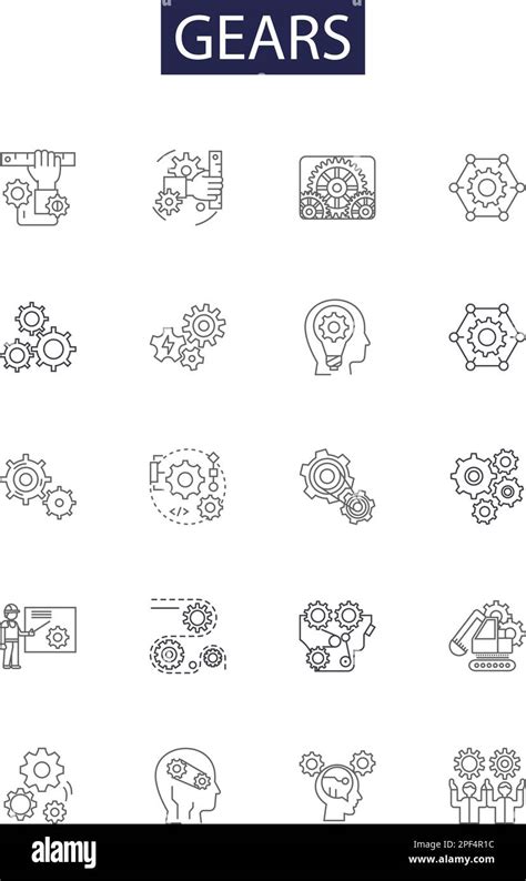Symboles Et Signes Vectoriels De La Ligne Gears Cliquet Roues