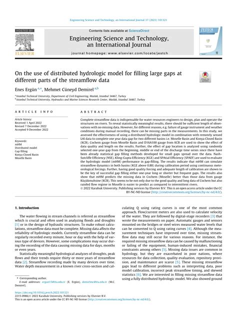 Pdf On The Use Of Distributed Hydrologic Model For Filling Large Gaps At Different Parts Of