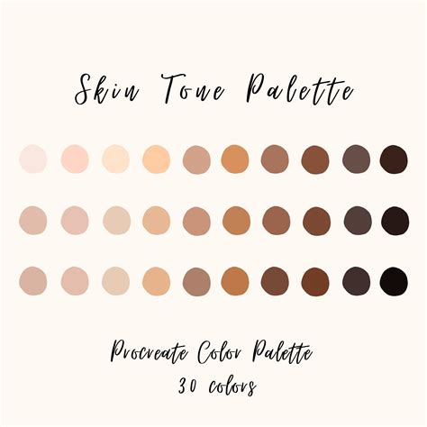 Procreate Skin Tones Color Palette 30 Handpicked Colors Etsy
