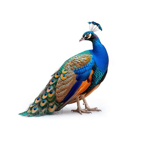 Premium Photo Blue And Orange Bird On White Background Generative Ai