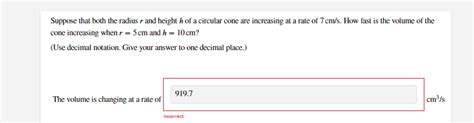 Solved Suppose That Both The Radius R And Height H Of A Chegg Com