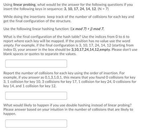 Solved Using Linear Probing What Would Be The Answer For Chegg Com