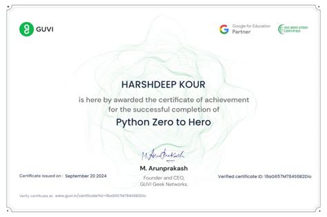 Harshdeep Kour On Linkedin Python Programming Guvi Learning