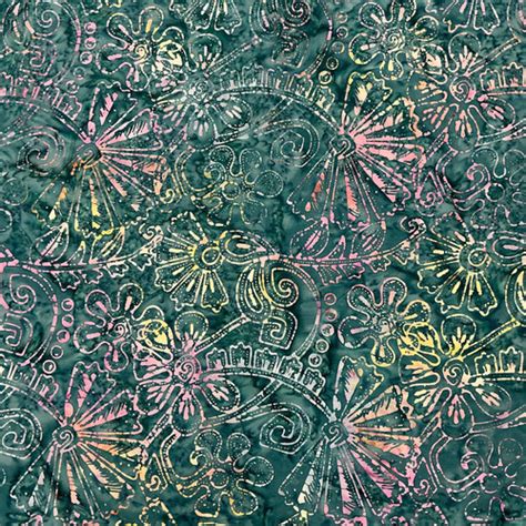 Boho Spirit Floral In Turquoise Banyan Batiks Quilting Fabric 44