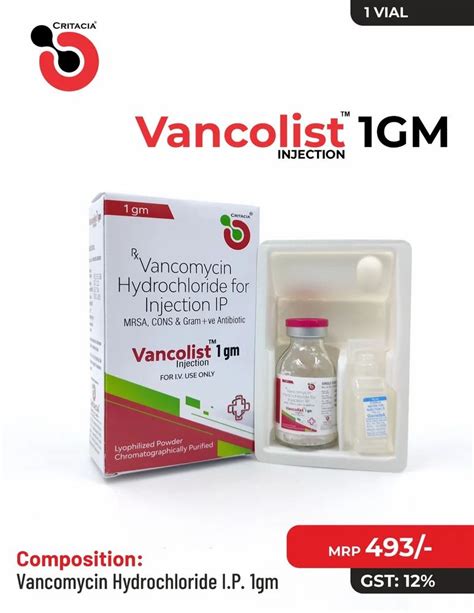 Vancomycin Hcl 1000mg Injection Vial W F I Tray Pack Strength 1