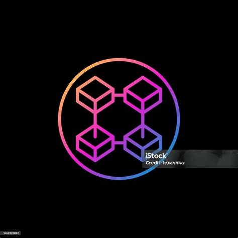 Blockchain Technology Linear Vector Colored Round Icon 4 Connected