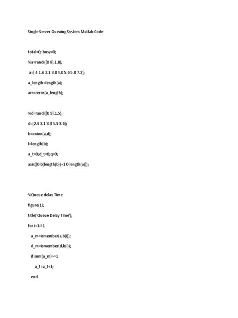 exp 5 single server queuing system matlab code pdf