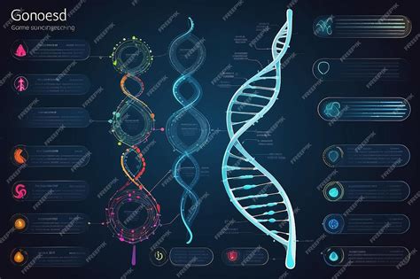 Dna 테스트 인포그래픽 유전자 염기서열 지도 염색체 아키텍처 및 유전적 배열 차트 추상 데이터 분자 구조 유전적 테스트 계통 계열 터 일러스트레이션 프리미엄 사진