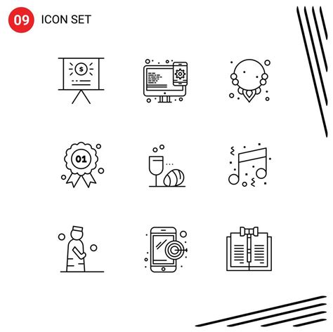 User Interface Pack Of 9 Basic Outlines Of Easter Glass Gem Canada Badge Editable Vector Design