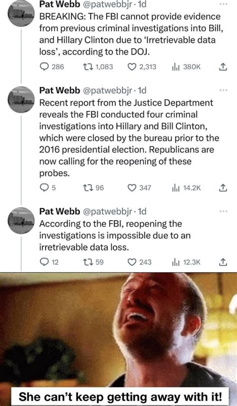 Pat Webb Patwebbjr Tel Breaking The Fbi Cannot Provide Evidence From Previous Criminal