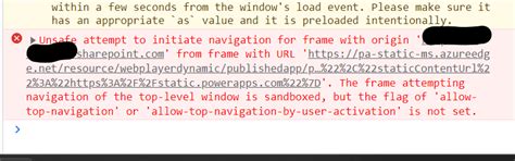 troubleshooting blocked links to sharepoint pages in embedded power