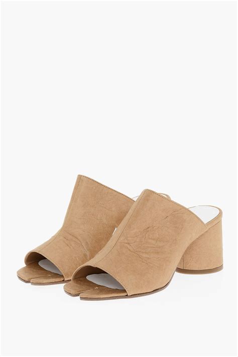 Maison Margiela Mm22 Paper Effect Faux Leathr Tabi Mules 7cm Women Glamood Outlet
