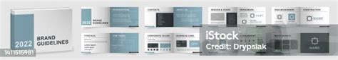 다목적 브랜드 지침 템플릿 브랜드 수동 프레젠테이션 모형 최소 청록색 로고 가이드 라인 템플릿 로고 가이드 북 레이아웃 광고에 대한 스톡 벡터 아트 및 기타 이미지 Istock