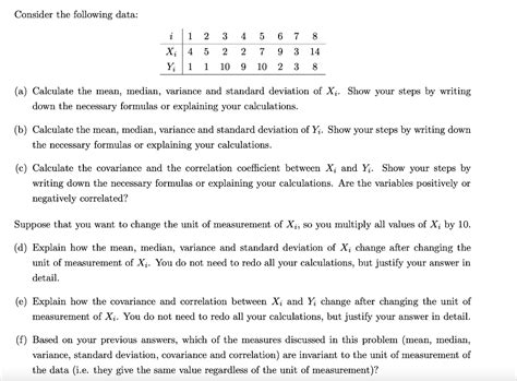 Solved Consider The Following Data A Calculate The Mean Chegg