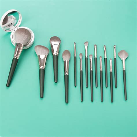 14 Green Cloud Makeup Brushes Set Beauty Tools Blu Grandado