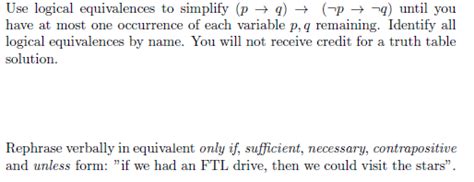 Solved Use Logical Equivalences To Simplify P → Q → P