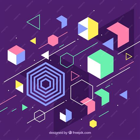 기하학적 형태와 화려한 배경 무료 벡터
