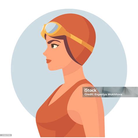 수영 스포츠 일러스트 벡터 수영복과 수영 모자를 쓴 소녀 수영 선수 수상 스포츠와 수영복 소녀 건강한 생활방식에 대한 스톡 벡터 아트 및 기타 이미지 Istock