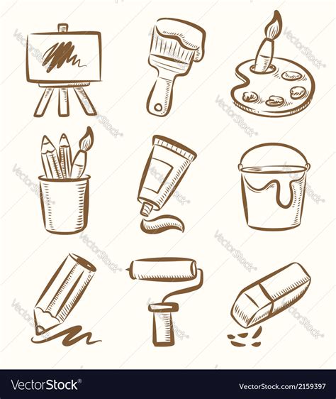 Art Icon Set Royalty Free Vector Image Vectorstock