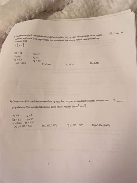 Solved Find The Standardized Test Statistic T To Test The