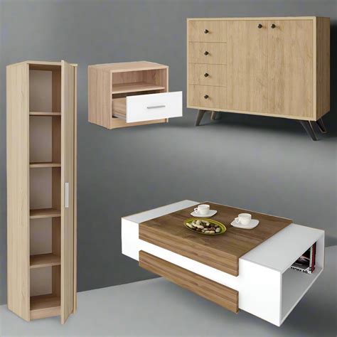 ავეჯის ოთხეული კომოდი ტუმბო კარადა და ჟურნალების მაგიდა Gelens Set ყიდვა ყველაზე იაფად ან