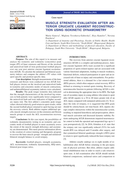 Pdf Muscle Strength Evaluation After Anterior Cruciate Ligament