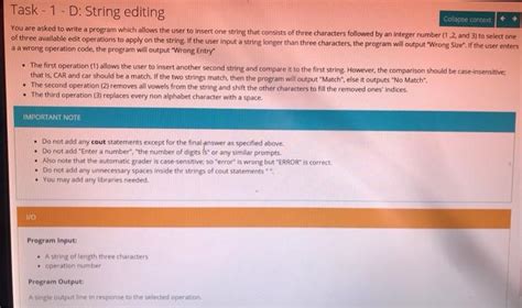 Solved Task 1 D String Editing Collapse Context You Are
