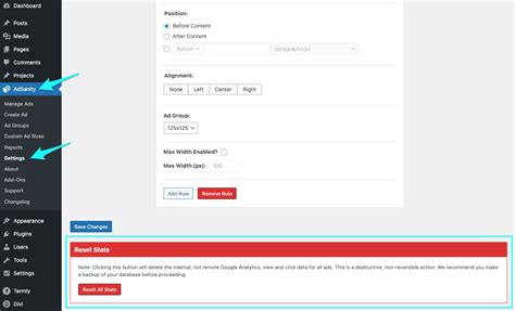 Reset Stats The Adsanity Plugin