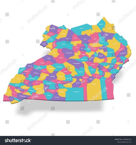 Uganda Political Map Administrative Divisions Districts Stock Vector Royalty Free