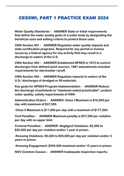Cesswi Part 1 Practice Exam 2024 Cesswi Stuvia Us