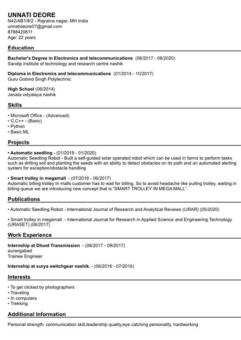 Unnati Deore On Linkedin Resume