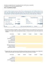 Project Excel CVP Template Xlsx Directions Complete The Part By Putting Formulas Into The