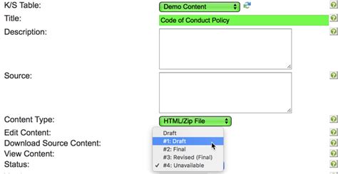 Adding A Content Record Using Html Zip File Content Type