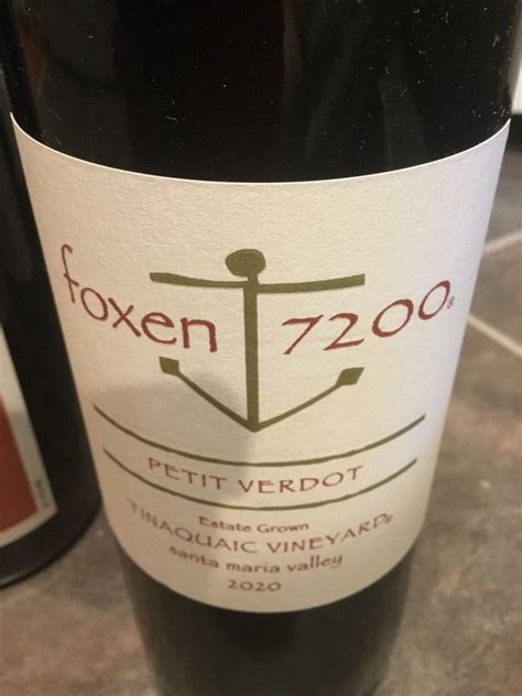 2020 Foxen Petit Verdot 7200 Tinaquaic Vineyard Usa California